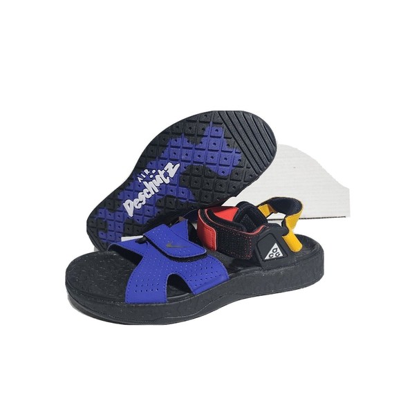 Nike | Shoes | New Nike Blue Red Yellow Slides Sandals Acg Air Deschutz ...